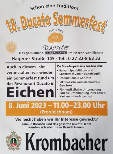 Schon eine Tradition! 18. Ducato Sommerfest - Restaurant Ducato im ...